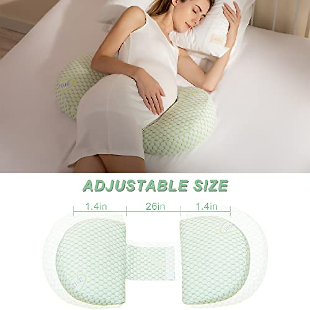 Pregnancy Pillows for Sleeping, Maternity Pillow, Supports The Belly, Back, Hips and Legs of Pregnant Women, Pregnancy Must Haves Body Pillow, Adjustable and Removable Pillowcase,Golden.