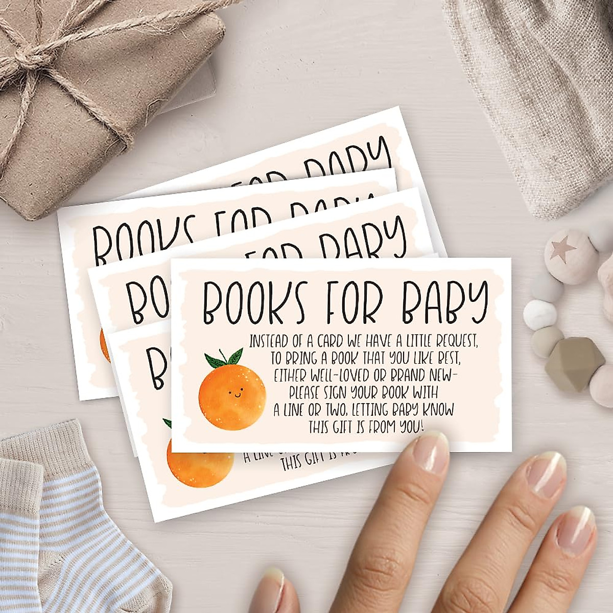 m&h invites 50 Little Cutie Books for Baby Shower Request Cards - Invitation Inserts - Gender Neutral or Girl Baby Shower