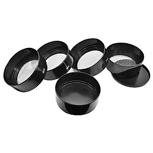 EISCO 6 Piece Stackable Assorted Mesh Sieve Set, 7 Inch - Plastic - Includes #5, 10, 60, and #230 Plus Bottom Pan and Cover