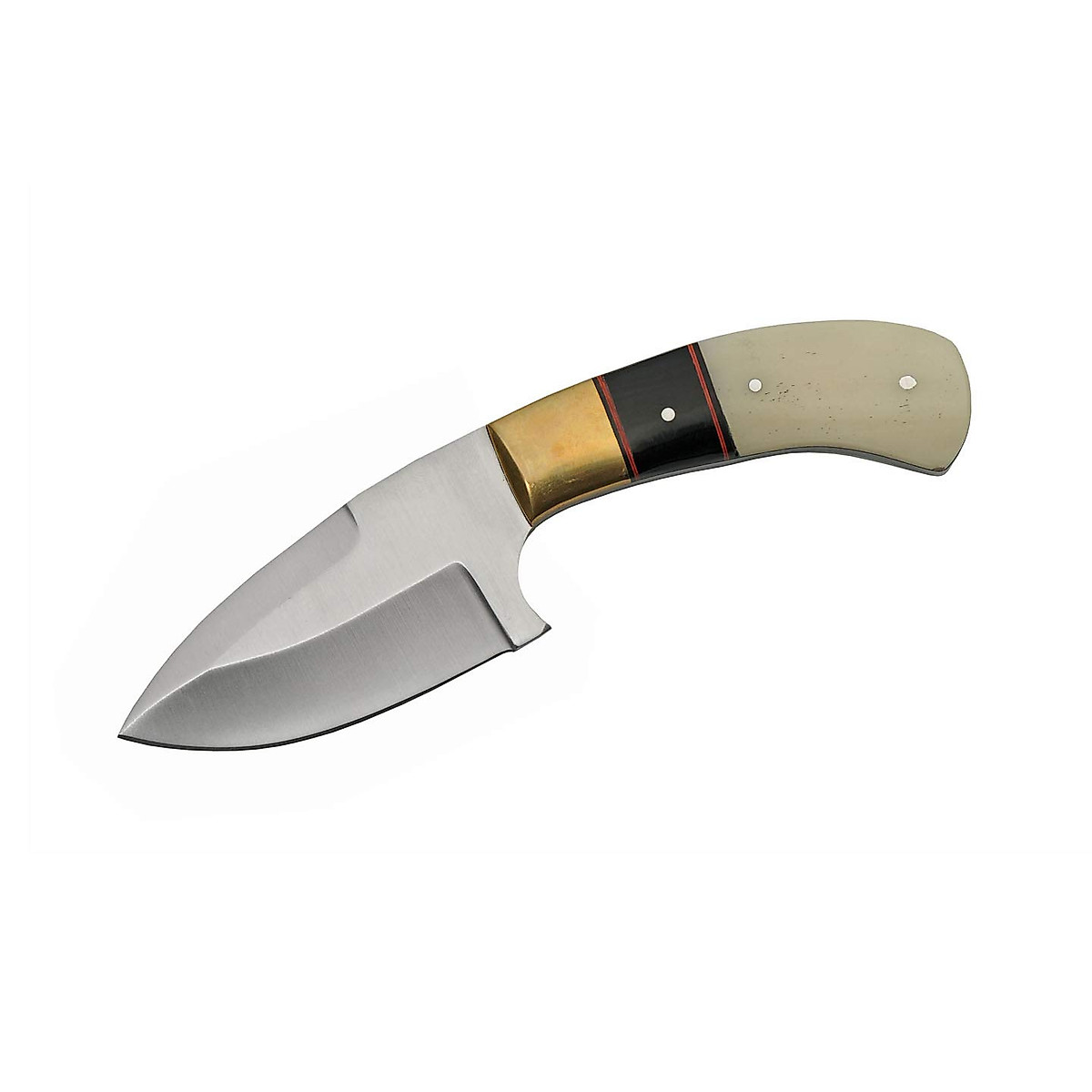 Szco Supplies 7" Full-Tang Bone/Horn Handle Hunting Skinning Knife with Sheath,white/black