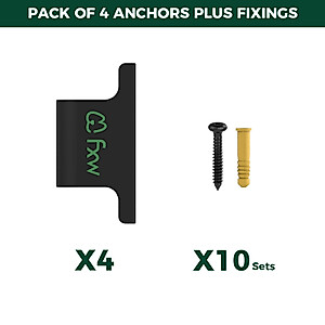 FXW Fence-to-Wall Anchor (Pack of 4) for Use with Dog Playpen in Yard, Garden, Doorways, Fireplace, Indoor/Outdoor, Fits All Heights of Playpen, Black│Patented