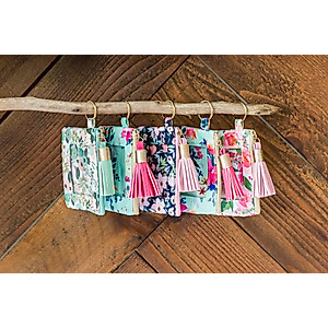 Cambridge Floral Pink and Gold Tone 5 x 4 Polyester Fabric Tasseled ID Wallet