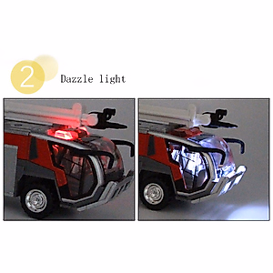 Ailejia Airport Fire Trucks Toy for Boys Fire Engine Toys Fire Engine Pullback Friction Toy Airport Rescue Diecast Vehicle Model (Yellow)