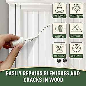 DWIL Wood Touch Up Paint - 1.5 Oz Touch Up Paint Pen for Wood Refinishing, Quick-Dry Wood Paint for Scratches,Chips and Spots on Furniture, Cabinets, Doors, Tables, and Dressers (White)