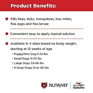 Nutri-Vet Defense Plus Flea & Tick Control for Large Dogs, 33 lb-66 lb, Model: 1030239