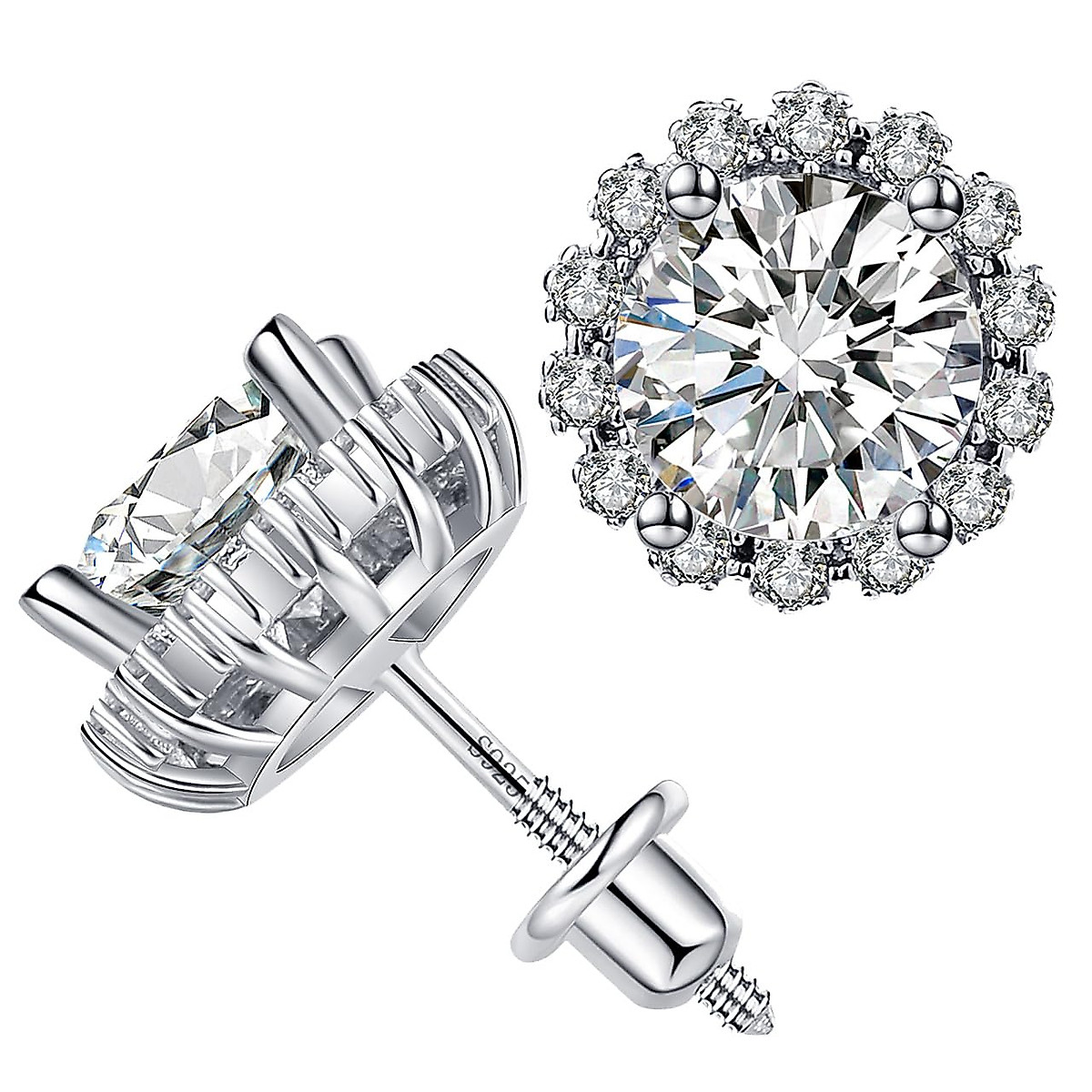 Diamond Earrings for Women Men 0.8Ct-2Ct Moissanite Stud Earrings Gifts for Wife Mom Girlfriend Anniversary Birthday Gifts for Wife, Valentine's Day Gifts for Her Wedding Anniversay Gift for Wife ,Christmas , Mother's Day Gifts ( 2.0 Carats 1.0 Ct Each )