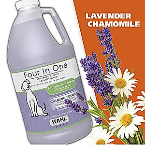 Wahl 4-in-1 Calming Pet Shampoo for Dogs – Cleans, Conditions, Detangles, & Moisturizes with Lavender Chamomile - Pet Friendly Formula – 64 Oz - Model 821000-050