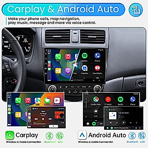 Fortdows Car Stereo Radio for Honda Accord 7th 2003-2007, for Carplay/Android Auto 10" IPS Touch Screen Car Stereo Radio with Bluetooth Wi-Fi GPS Backup Camera, 2G RAM 32G ROM