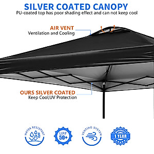 Jorohiker 10x10 Canopy Replacement Top Cover,Pop Up Canopy Tent Top Replacement Cover with Air Vent Ropes, Waterproof Sunshade Silver Coated Oxford Cloth for Outdoor Garden Camping(Top Only,301*301cm）
