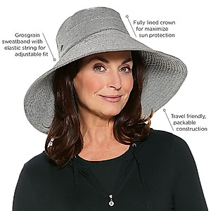Coolibar UPF 50+ Women's Brittany Beach Hat - Sun Protective (One Size- Natural Modern Herringbone)