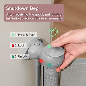 Momcozy Retractable Baby Gate, Alarm Mesh Baby Gate or Mesh Dog Gate, 33 inches high, extends to 55 inches Wide, Child Safety gate for doorways, Stairs, hallways, Indoor/Outdoor.