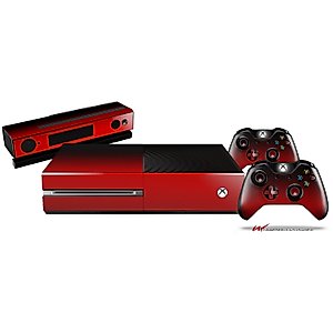 Smooth Fades Red Black - Holiday Bundle WraptorSkinz Decal Style Vinyl Skin Wrap compatible with XBOX One Original Console, Kinect and 2 Controllers (GAMING SYSTEM NOT INCLUDED)