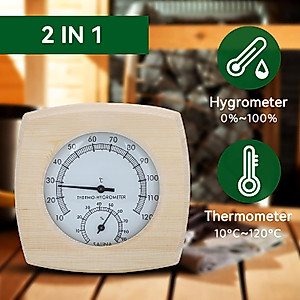 Sauna Thermometer, 2-in-1 Wood Digital Sauna Room Thermometer Hygrometer Sauna Temperature Thermometer Sauna Room Thermometer and Hygrometer Sauna Accessories