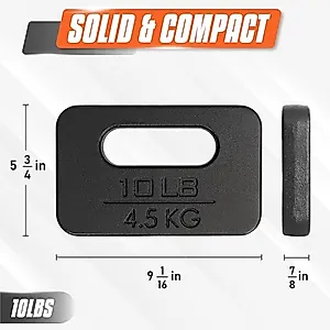 Yes4All Cast Iron Ruck Plate, Weighted Plate for Rucking, Swings, Squat, Strength Training, Fitness Workout, and Home Exercises - 10LBS