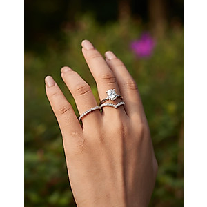 IMOLOVE Moissanite Oval Engagement Rings for Women 1.5CT Oval Ring Sterling Silver 18K White Gold Plated Solitaire Engagement Ring Promise Ring Wedding Ring for Her-70