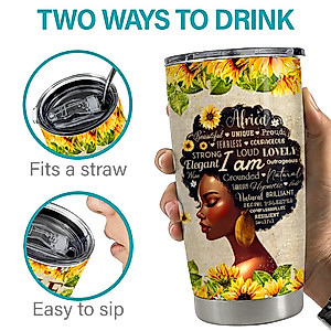 SANDJEST Christian Gift for Women Bible Tumbler 20oz Stainless Steel Insulated Tumblers Coffee Travel Mug Cup for Black Woman Religious Gifts for Birthday Christmas