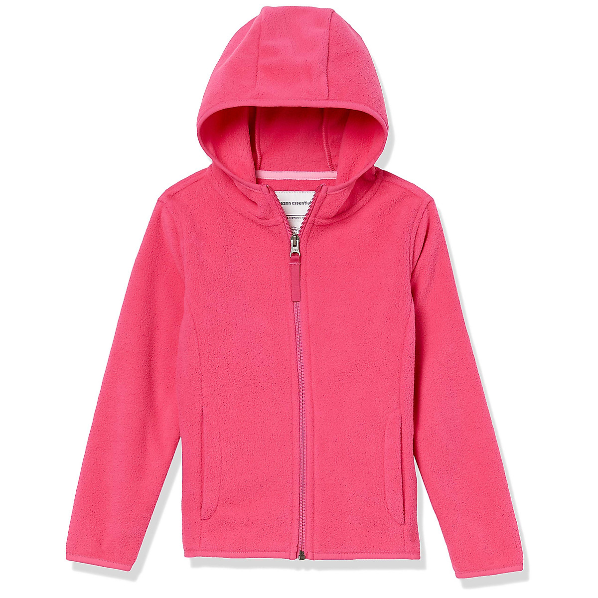 Amazon Essentials Toddler Girls' Polar Fleece Full-Zip Hooded Lightweight Jacket, Dark Pink, 2T