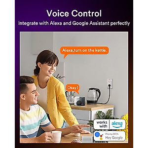 ANGELHALO Smart in-Wall Outlet with 2 Individually Controlled Ports, 2.4 GHz Wi-Fi Electrical Duplex Outlets, Compatible with Alexa,15 Amp, Tamper Resistant Receptacle Plug, No Hub Required, -4 Pack