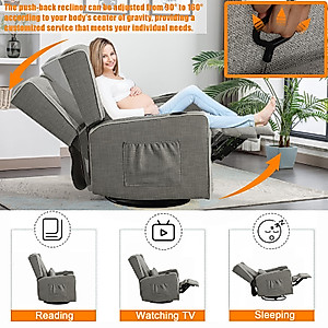 OQQOEE Rocking Chair Nursery Baby Rocker Swivel Chair Glider Rocker Recliner Cozy Swivel Rocking Chairs with Cup Holders,Pockets for Living Room Baby Room (Beige 1 PC)