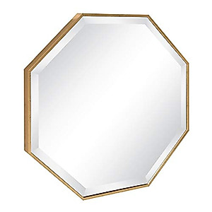 Kate and Laurel Rhodes Modern Octagon Wall Mirror, Gold 25x25 Inches