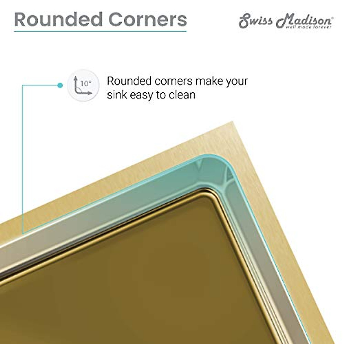 Swiss Madison Rivage 36 x 21 Stainless Steel, Single Basin, Farmhouse Kitchen Sink with Apron in Gold