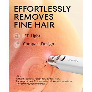 VOGCREST Hair Trimmer, 2 in 1 Facial Hair Remover & Eyebrow Trimmer for Women - Rechargeable, Portable, LED Light (White)