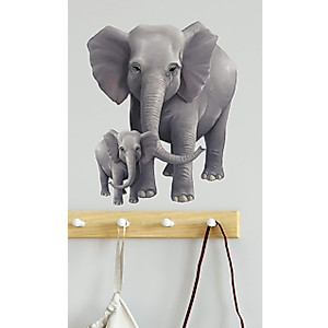 Jungle Animal Wall Decals for Kids Rooms Safari Decor Idea Lion Gorilla Koala Panda Vinyl Art Stickers Bedroom Toddlers Playroom Decoration Birthday Gift (Elephant)