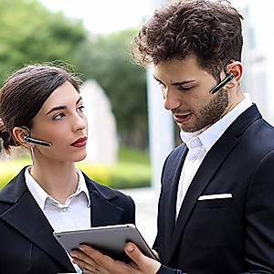 MQQC Bluetooth Headset V5.0 Wireless Bluetooth Earpiece,Hands-Free Earphones with Noise Cancellation Mic for/Business/Office/Driving, Compatible with iPhone and Android（Blue）