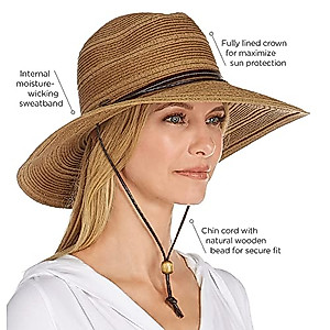 Coolibar UPF 50+ Women's Tempe Sun Hat - Sun Protective (One Size- Brown/Natural)