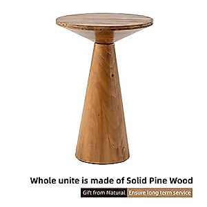COZAYY Small Pedestal End Table Round Farmhouse Martini Table Wood Plant Stand Rustic Drink Table for Small Space Living Room, Walnut