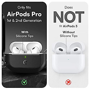 KeyBudz for AirPods Pro Case with Lock - Fully Waterproof AirPods Pro 2nd Generation Case Cover with Keychain, Rugged Tough Protection, Hard Shell and Carabiner for USB-C/Lightning Case (Carbon Black)