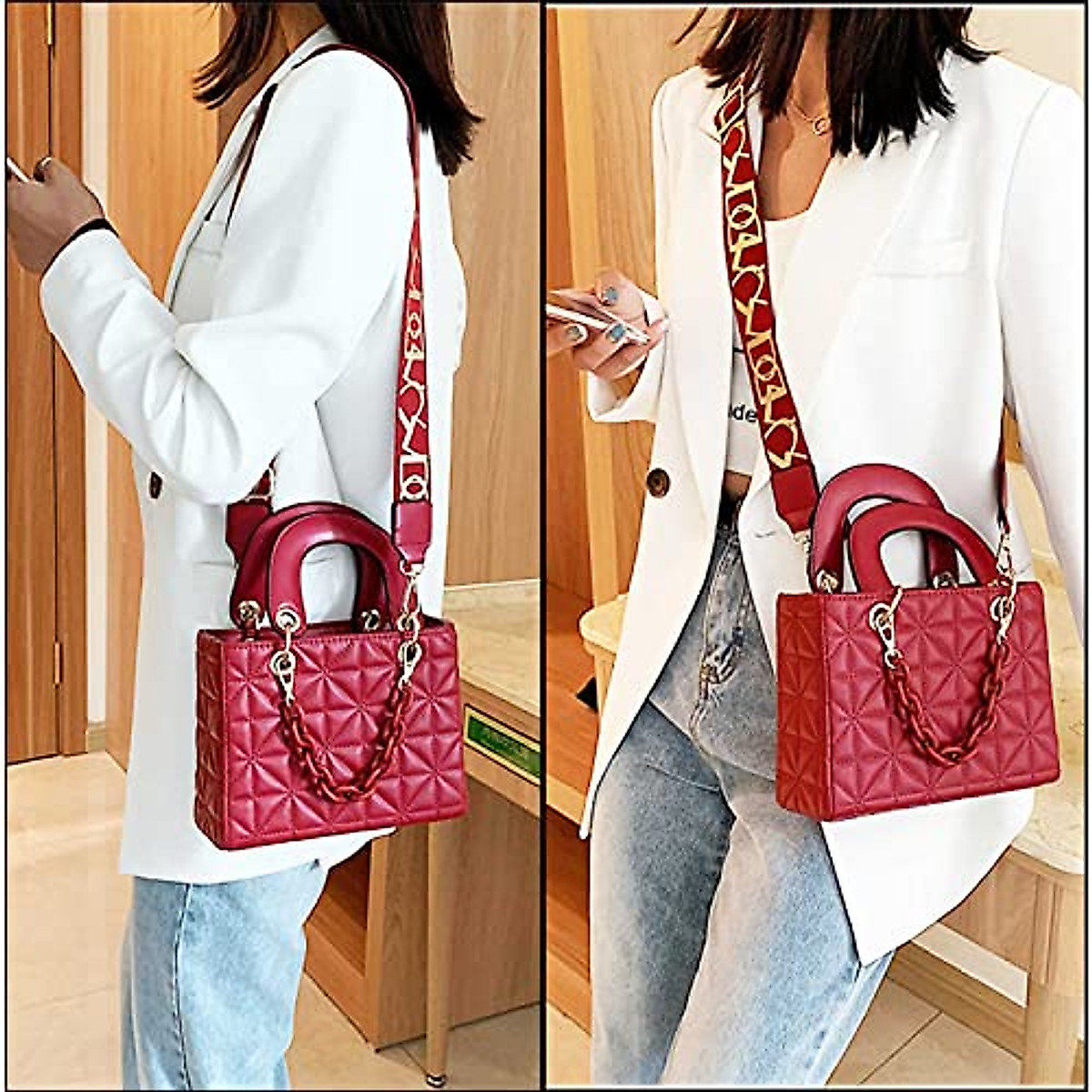 AyTotoro Purses and Handbags for Women Fashion Ladies PU Leather Top Handle Satchel Shoulder Tote Quilted Crossbody Bags (small Burgundy)