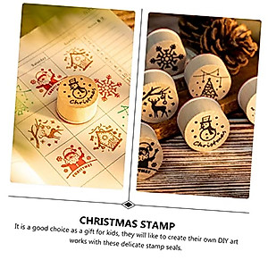 NOLITOY 18 Pcs Christmas Wooden Stamp Wood Decor DIY Scrapbook Lace Trim DIY Wood Stamp Block Wooden Stamping Blocks Scrapbook Stamp Round Seal Retro Stamp Retro Seal Pattern Tool Rubber