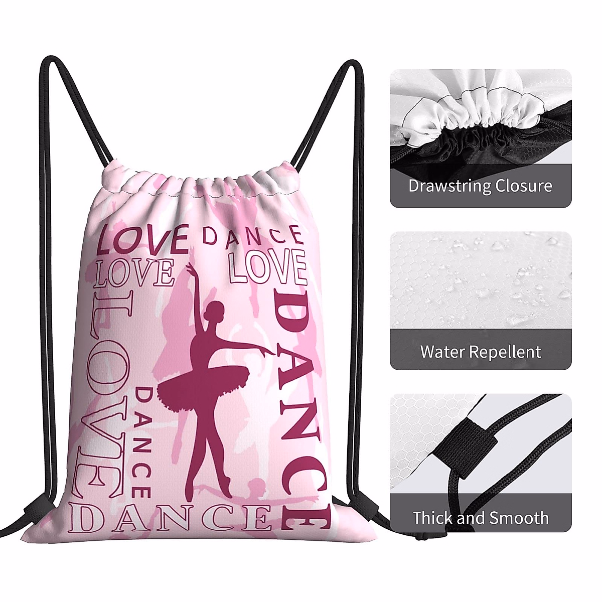 FATTTYCY Dance Bags For Dancers Gym Drawstring Stuff Ballet Backpack Gifts For Little Women