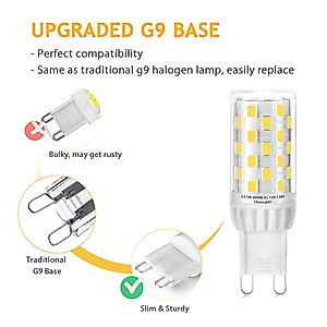KLG G9 LED Light Bulb Dimmable 5W Natural White 4000K, 40W 60W Halogen Equivalent, G9 Bi Pin Base Base Bulbs, 500lm, AC 120V for Home Lighting, Pack of 5