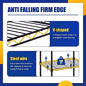 Heavy Duty 5/6 Tier Wire Shelving Unit Adjustable Storage Rack on Wheels 6000 Lbs Weight Capacity Metal Shelves Space Saving Wire Shelf (Black, 600 Lbs (11.8" D x 16.7" W x 63.6" H))