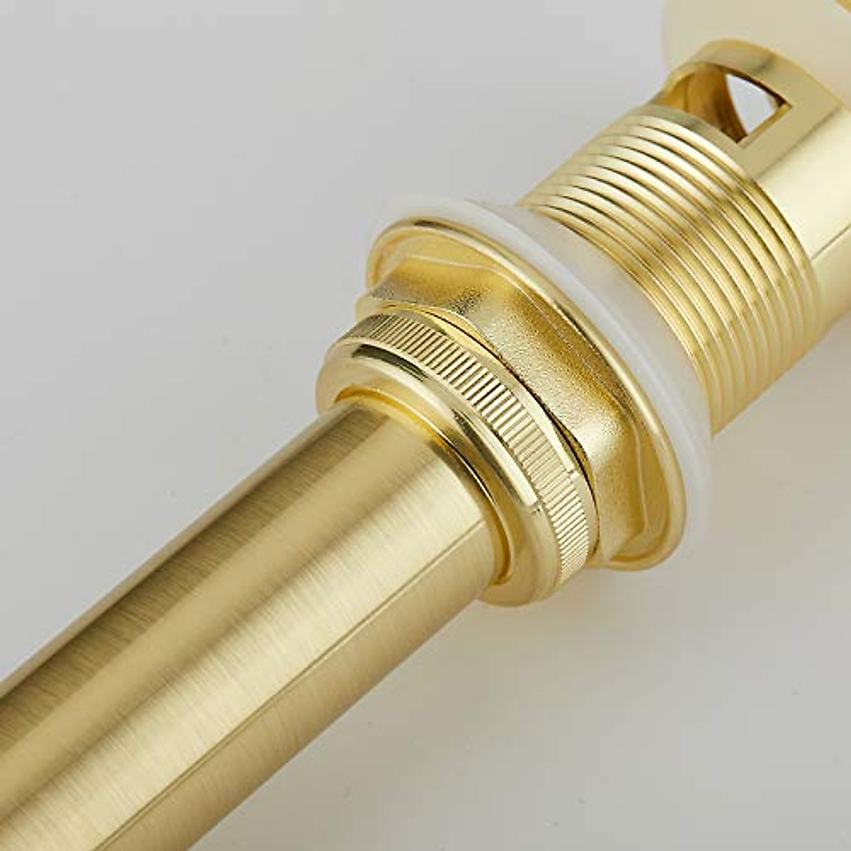 ESFORT Bathroom Sink Drain Stopper, Pop Up Drain Vessel Sink Assembly with Overflow, Brushed Gold