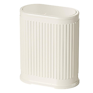 Aupekro Bathroom Trash Can with Lid, 4 Gallon Stainless Steel Garbage Can with Removable Inner Bucket, Slim Rectangular Trash Can for Living Room, Kitchen, Office, Bedroom (Milky White)
