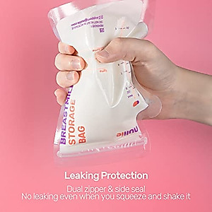 Nuliie 120 Pcs Breastmilk Storage Bags, 8 OZ Breast Milk Storing Bags, BPA Free, Milk Storage Bags with Pour Spout for Breastfeeding, Self-Standing Bag, Space Saving Flat Profile