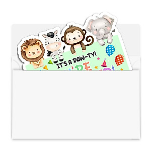 Yangmics Direct Cute Jungle Animals Kids Party Invitation Cards Birthday Party for Girls Boys 30 invites with 30 Envelopes Baby Shower Invites 4x6 inches