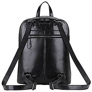 HESHE Leather Backpack Designer Purse for Women Fashion Travel College Shoulder Bag (Black-R)