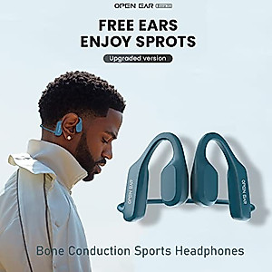 Bone Conduction Sport Open Ear Headphones Wireless Bluetooth Cycling Earbuds That Don't Go in Your Ear with Mic Waterproof Bone Conducting Ear Phones for Running Workout Gym Earphones Green