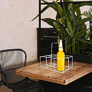 Cabilock Shelf Bracket Beer Bottle Carrier Holder Rack: Metal Wire Basket Wine Bottle Drink Rack Basket Bread Fruit Stand Holder for Snacks Fruits Bread Kitchen Desktop Stand