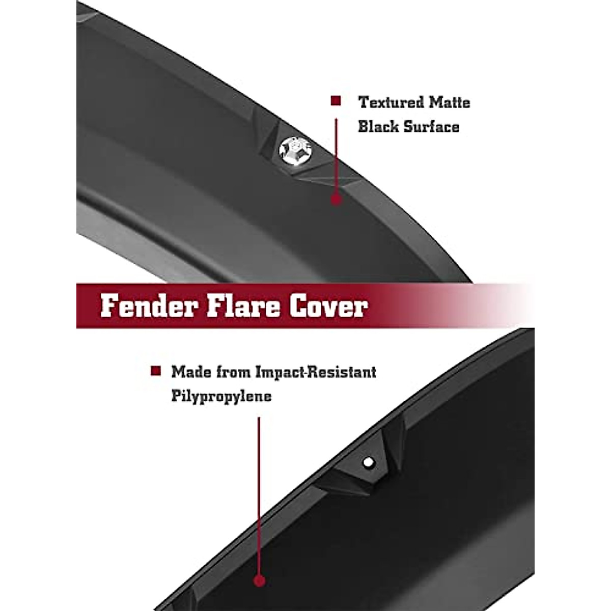 TAC Fender Flares Cover Compatible with 2016-2023 Toyota Tacoma Truck Off-road 4pcs Matte Black Smooth Front & Rear Pocket Rivet Style Pickup All Beds (Single Rear Wheel only)