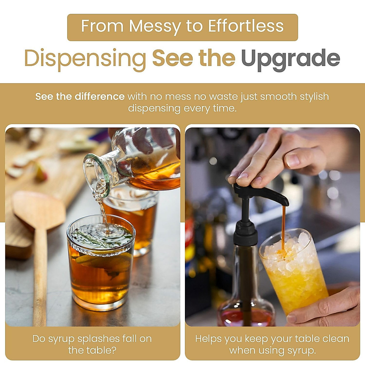 Black Coffee Syrup Pump (Fits Torani, DaVinci, Starbucks, Top Creamery, Allegro Syrups) Great for adding syrup to Coffee,Tea, Soda, and cocktails, - Fits 25.4 oz/750ml bottles - Pack of 4