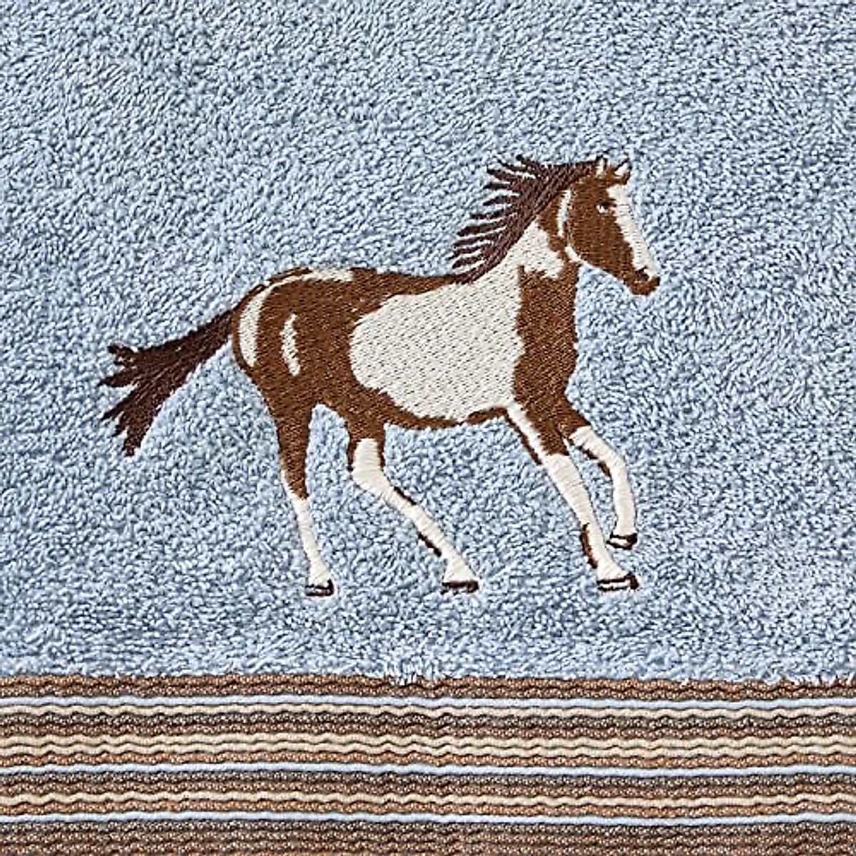 SKL Home by Saturday Knight Ltd. Horse Country Bath Towel,Blue 24" x 50"