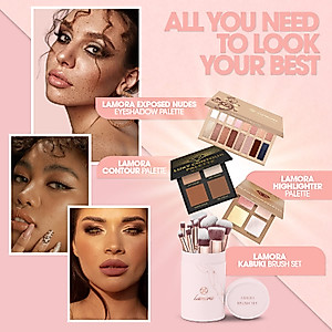 Kabuki Makeup Brush Set - Foundation Powder Blush Concealer Contour Brushes - Perfect for Liquid, Cream or Mineral Products - 10 Pc Collection with Premium Synthetic Bristles for Eye and Face Cosmetic