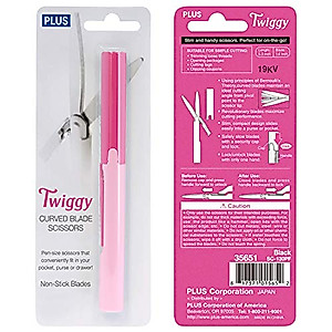 Plus Pen Style Non Stick Compact TSA Twiggy Scissors with Cover Rose