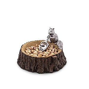Arthur Court Designs Aluminum Standing Squirrel on Log Nut/Candy/Snack Bowl Dish 7 inch Diameter