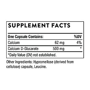 Thorne Calcium D-Glucarate - Dietary Calcium Supplement to Support Liver Health & Healthy Cholesterol Levels in a Normal Range - 90 Capsules